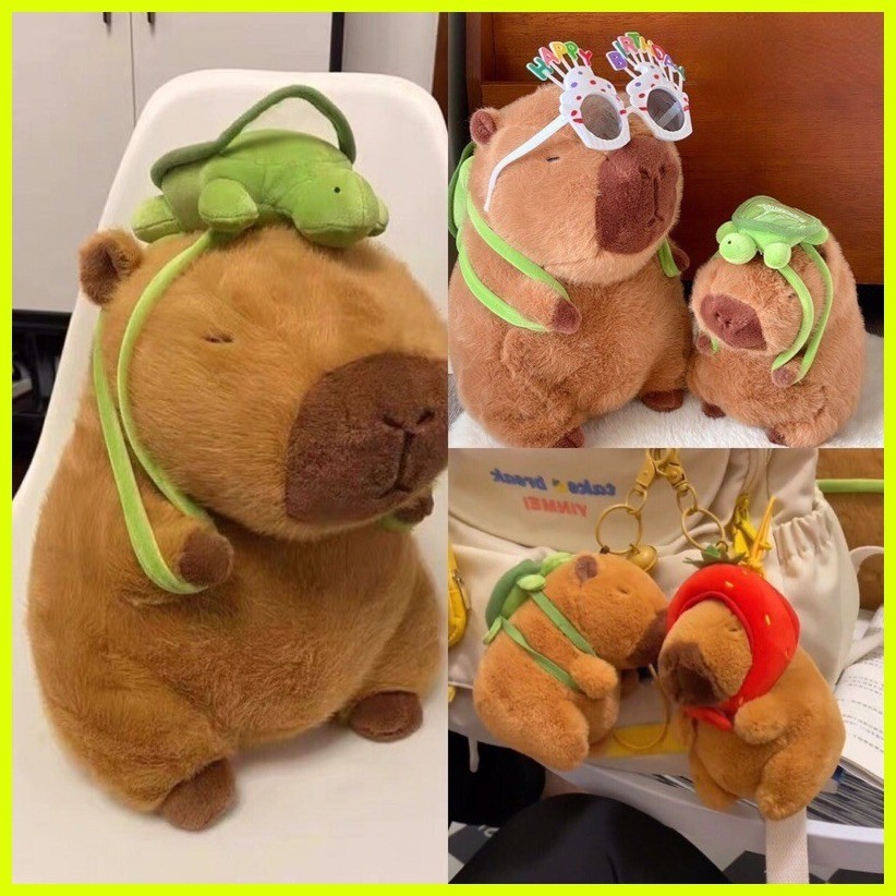 25CM Capybara Plush Doll Animal Stuffed Toy Capybara Turtle Backpack ...