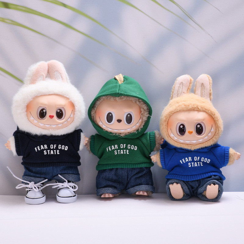 15cm 17cm Labubu Clothes Hoodie+Canvas Shoes For labubu v1 v2 Baby ...
