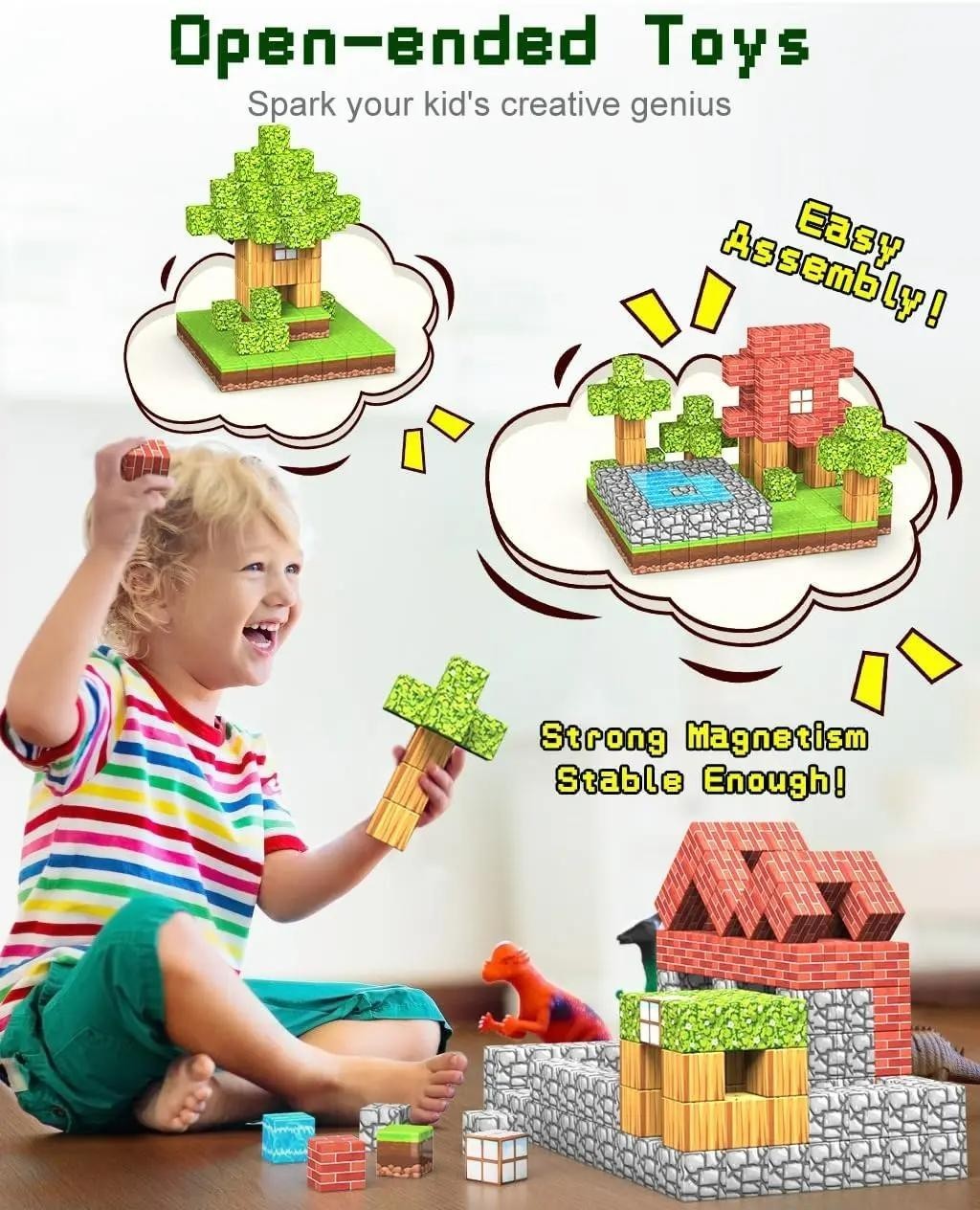100pcs Minecraft Magnetic Building Blocks Toy Mine World Cube Game ...