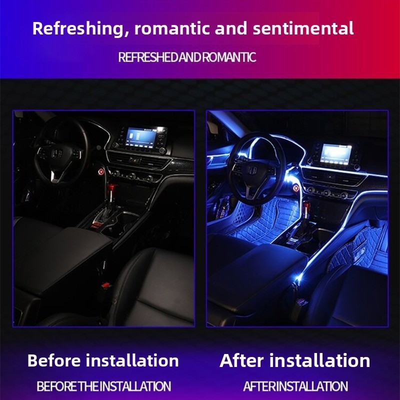12V 4 in 1 RGB Car 48 LED Strip Lights Remote Voice Control Led Lights ...
