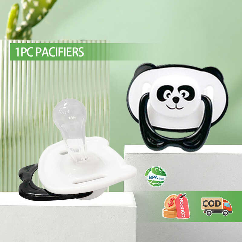Soothing Pacifiers Cute Animals Panda Round Pacifier Flat Head Nipple ...