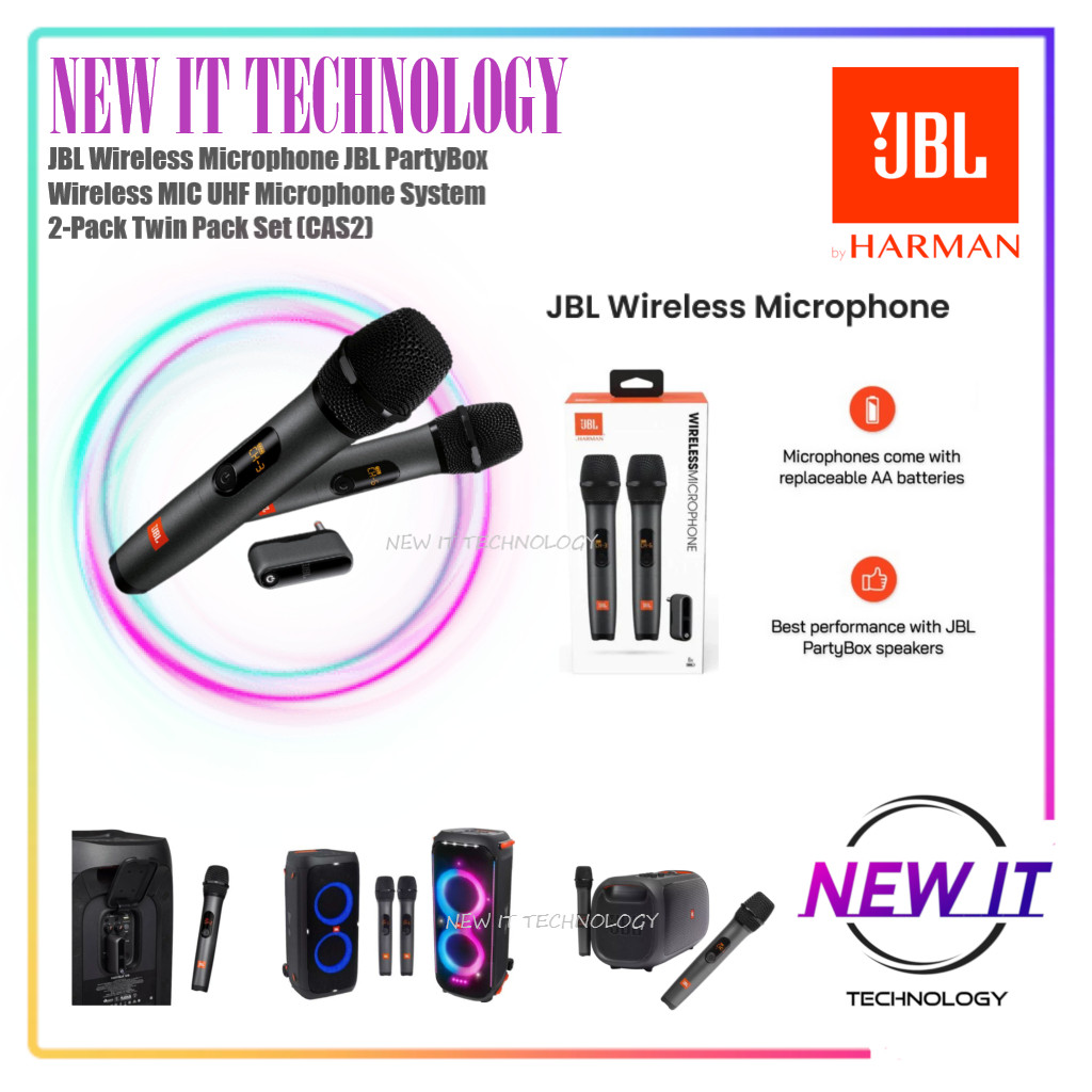 in stock JBL Wireless Microphone JBL PartyBox Wireless MIC UHF Microphone System 2-Pack Twin ...