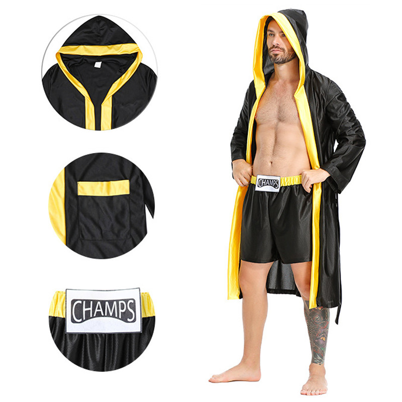 Boxing Attire Set Black Golden Sports Uniform For Man Adult Champion ...