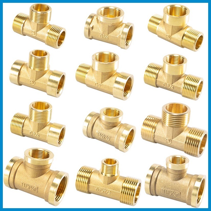 T-Shape Brass Pipe Fitting Male/Female Thread 1/8" 1/4" 3/8" 1/2" BSP ...