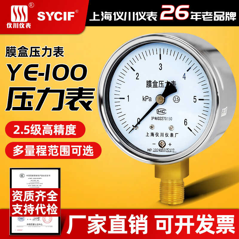 Shanghai Yichuan Instrument Diaphragm Box YE100 Gas Pipeline Kilopascal ...