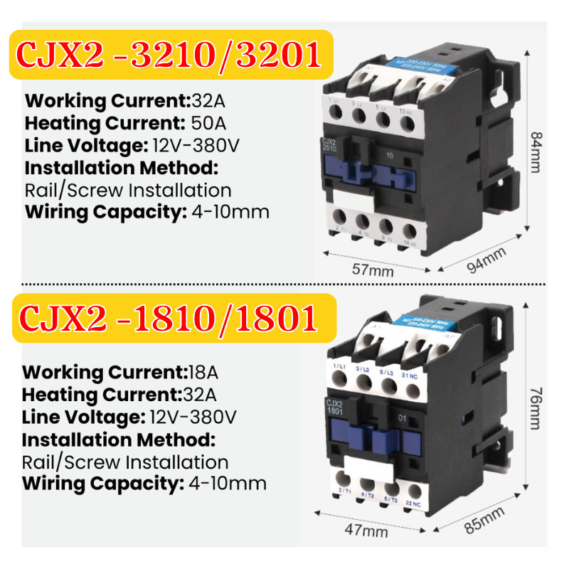 CJX2 Series AC Magnetic Contactor 0910 1210 1810 3210 Heavy-Duty ...