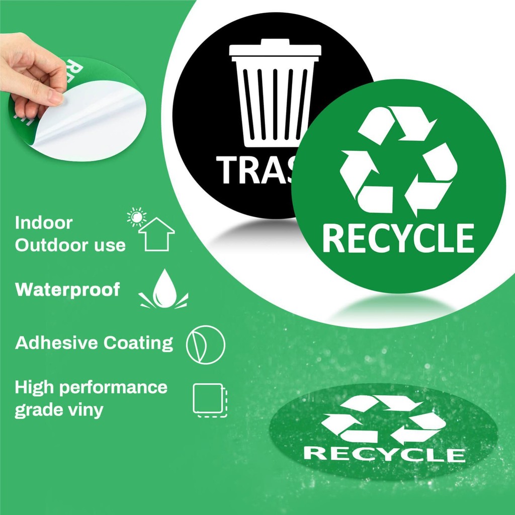 Recycling Sticker Logo Trash Can Sticker Label Indoor Outdoor ...