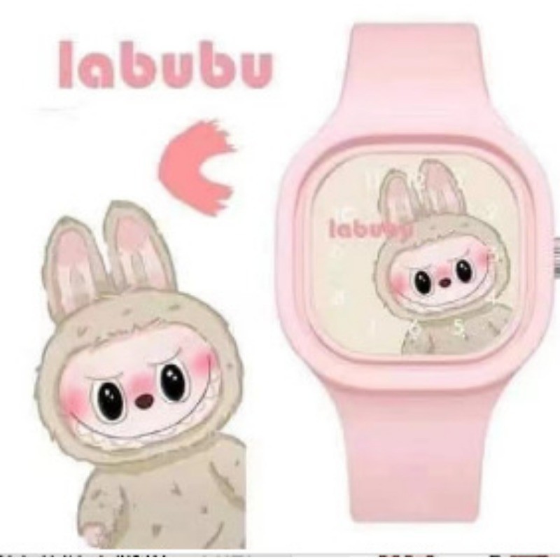 Labubu Sanrio Cartoon Girls Women's Square Silicone Watch Quartz Watch ...
