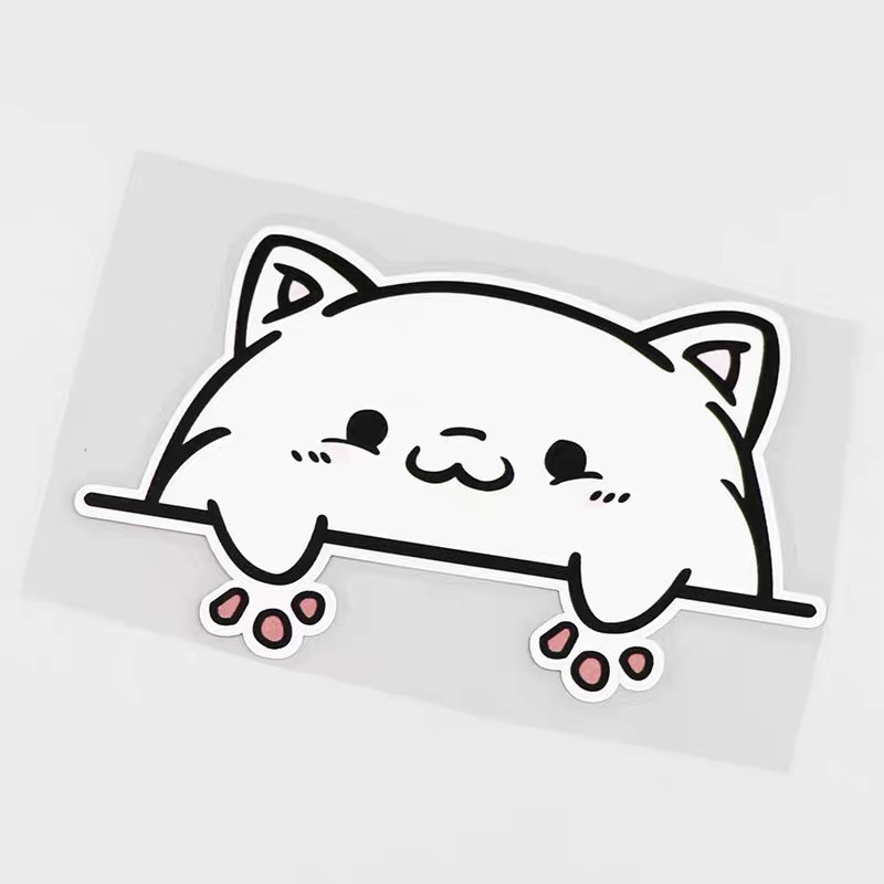 JDM Cartoon cute little cat Helmet Sticker Car body bumper scratch ...