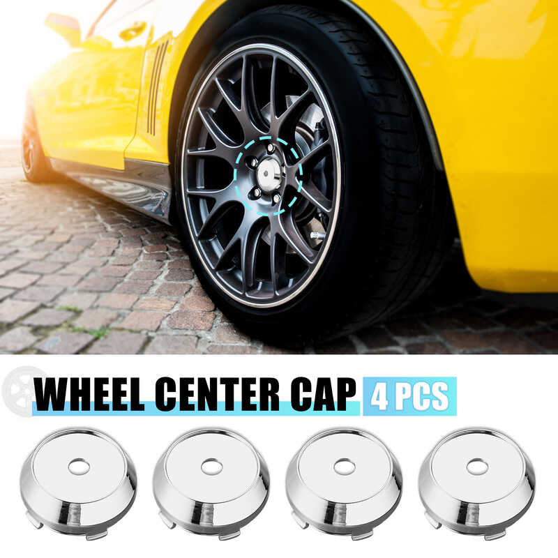 Autohaux X 4 Pcs 60Mm Dia Sier Tone 5 Clips Automotive Wheel Center ...