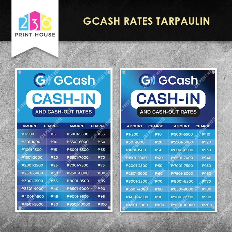 GCASH RATES Tarpaulin Banner FREE Eyelets Cash-In & Cash-Out Available ...