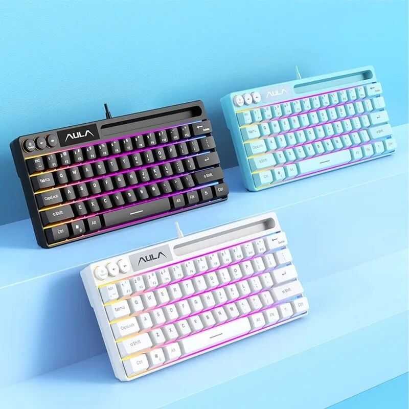Mechanical Keyboard Feel F3061 64 Keys Wired Mini RGB Desktop Laptop ...