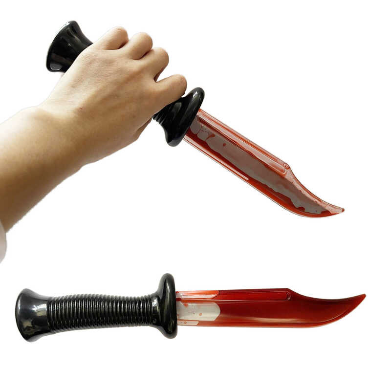 Halloween Realistic Bleeding Knife Zombie Makeup Prop Prank Grim Reaper ...