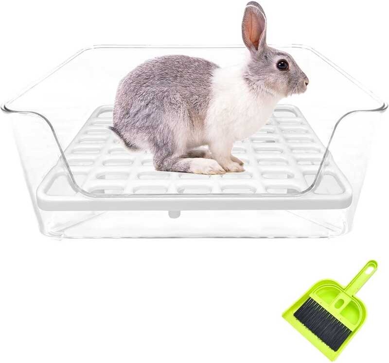 PINVNBY Transparent Rabbit Bunny Corner Bedding Box Small Litter Pan ...