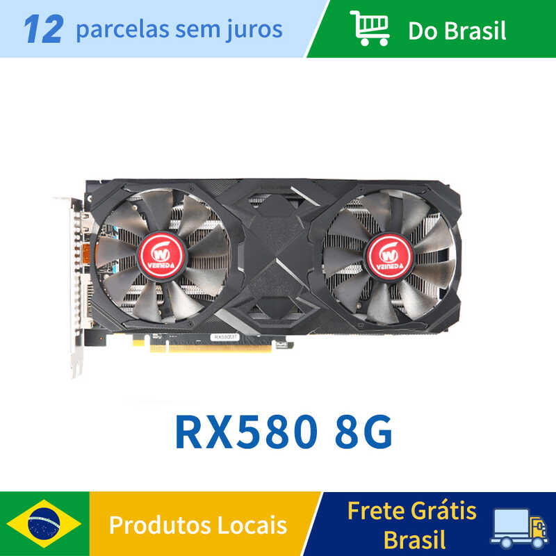 Veineda Graphics Cards Rx580 Ddr5 GPU Rx 580 8Gb PC Gaming Desop Game ...