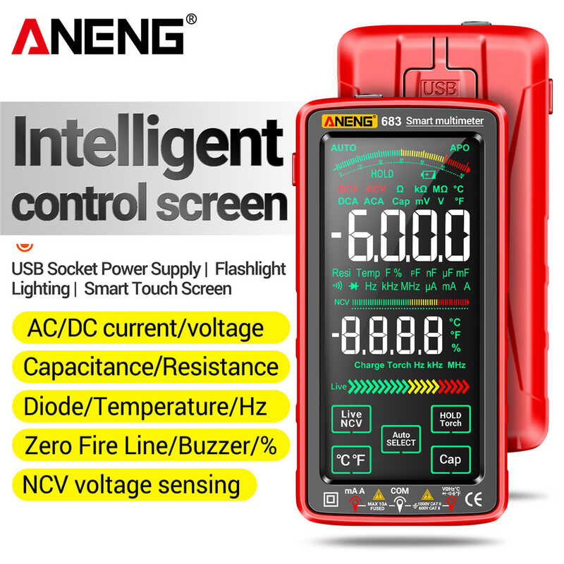 ANENG e 683 High-end Touch Smart Multimeter 6000 Counts Multimetro Test ...