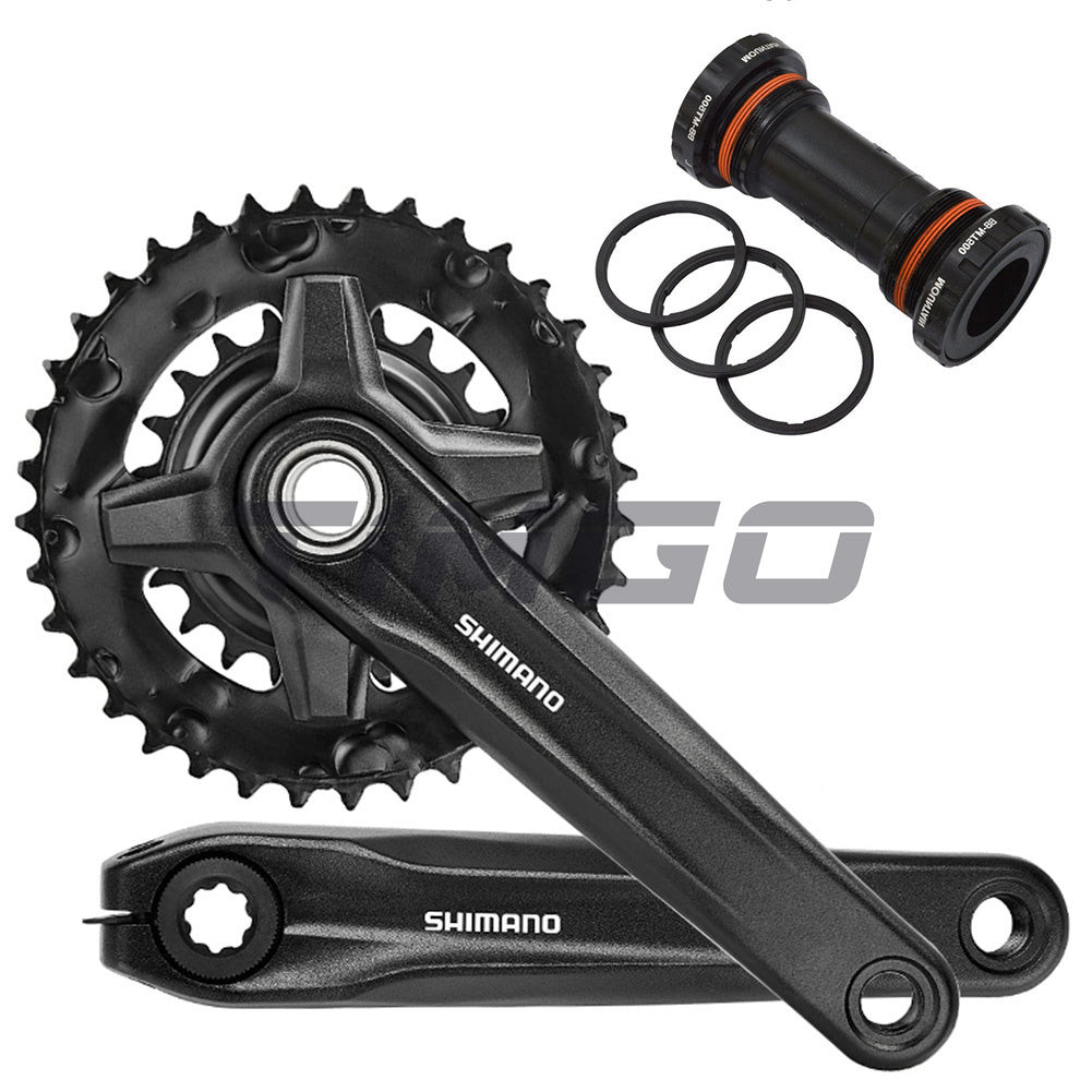 Shimano FC-MT210 MTB Mountain Bike 2×9 Speed Hollowtech II Crankset 36-22T BB-MT500 Bottom ...