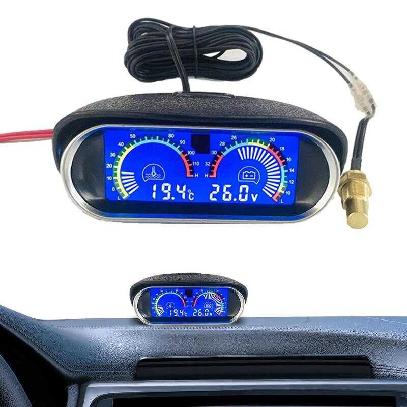 907 12V/24V LCD Water Temperature Thermometer Voltmeter Gauge- 2 In1 ...