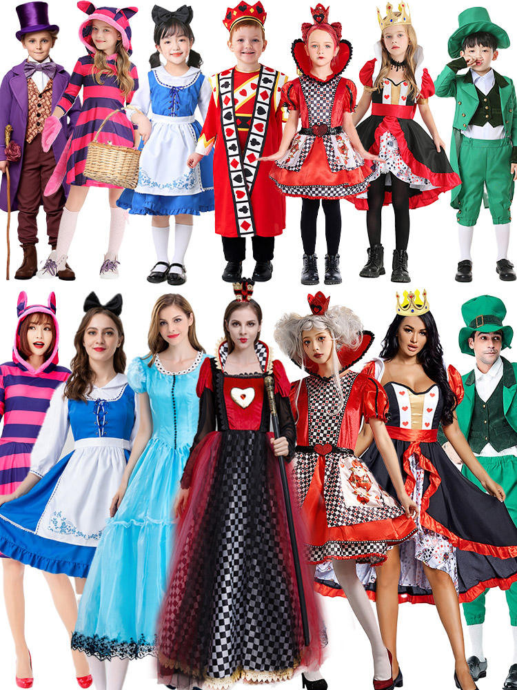 Alice In Wonderland Costume Cos Mad Hatter Cheshire Cat Red Queen Poker ...