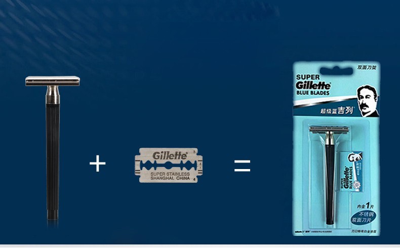Gillette Razor Super Blue Straight Razor Stainless Steel Shaving Safe ...