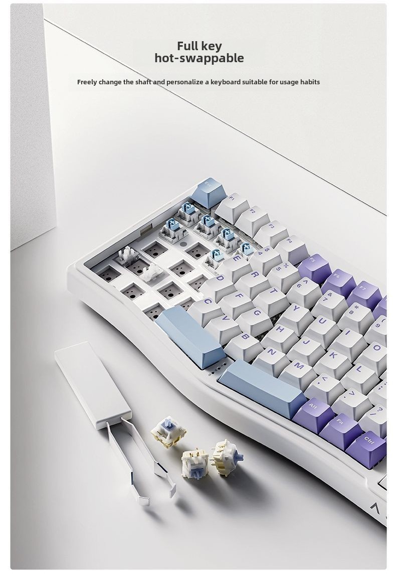 Ajazz AKS075 Alice Mechanical Keyboard Tri-mode with Display and Konb ...