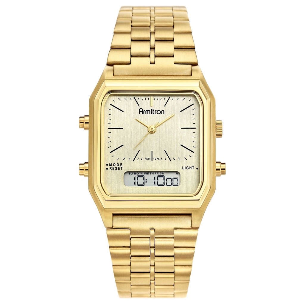 Armitron Ridgemont Gold Stainless Steel Bracelet Analog-Digital Watch ...