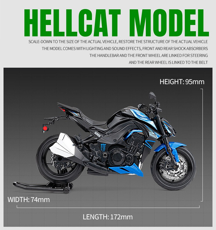 1:12 Kawasaki Ninja Z1000 Motorcycle Diecast Toys Car Model Cars Alloy ...