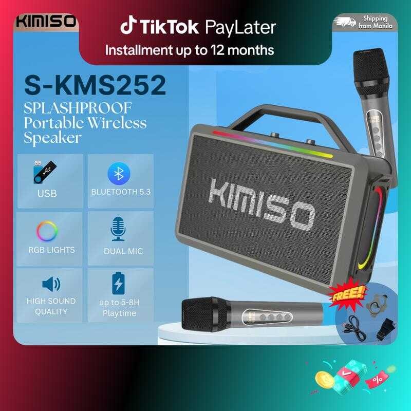 KIMISO S-KMS252 Bluetooth Karaoke Speaker Rechargeable : LED Lights ...