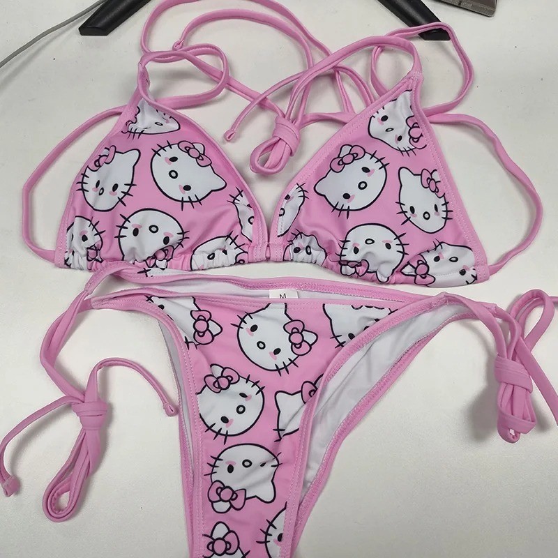 Sanrio Hello Kitty Kawaii Bikinis Set Cute Cartoon Y2k Anime Summer ...