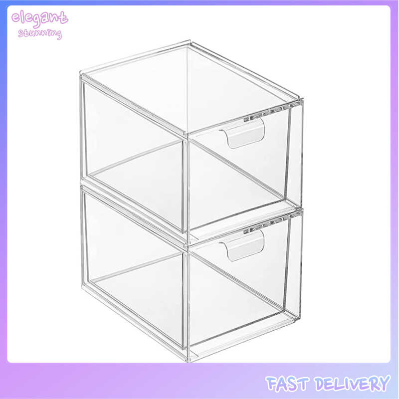 Stackable Elegantstunning Storage Drawers Set Of 2, Clear Acrylic ...