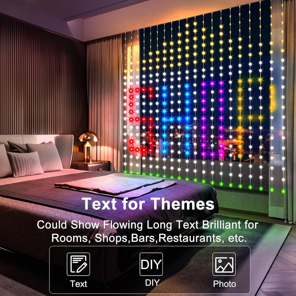 Smart Curtain Lights, 400 LED USB Curtain String Lights with App Remote ...