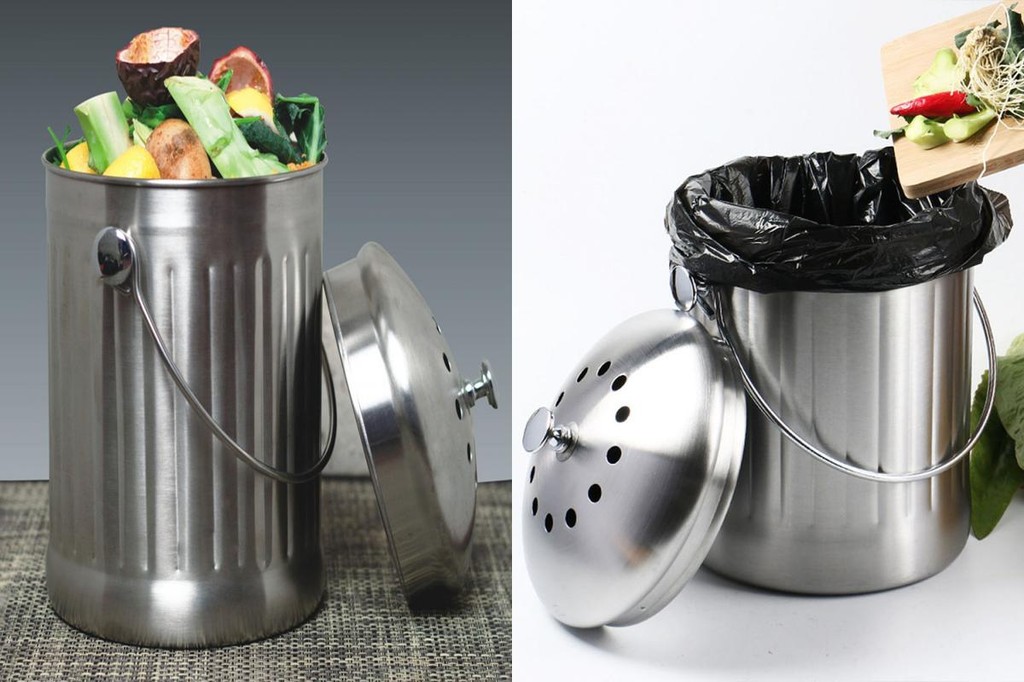 KPL Stainless Steel Compost Caddy Stainless Steel Kitchen Compost Bin ...