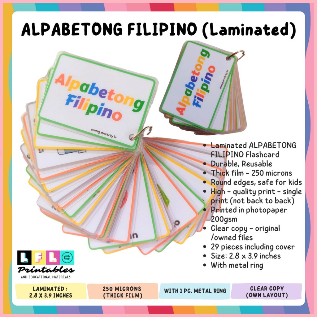 ∇ ALPABETONG FILIPINO LAMINATED FLASHCARD | Shopee Philippines