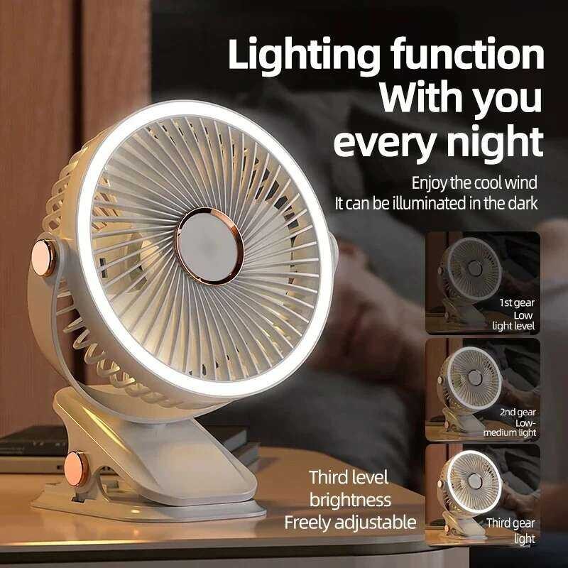 Fans Wireless Electric With LED Light Rechargeable/Plug In Desktop ...