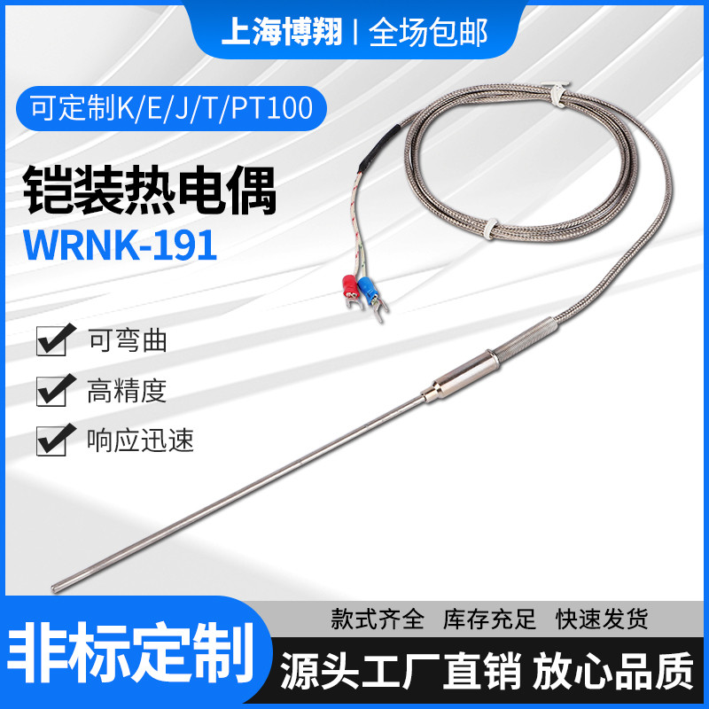 K-type armored thermocouple E/J needle type WRNK-191 measuring wire PT100 temperature sensor ...