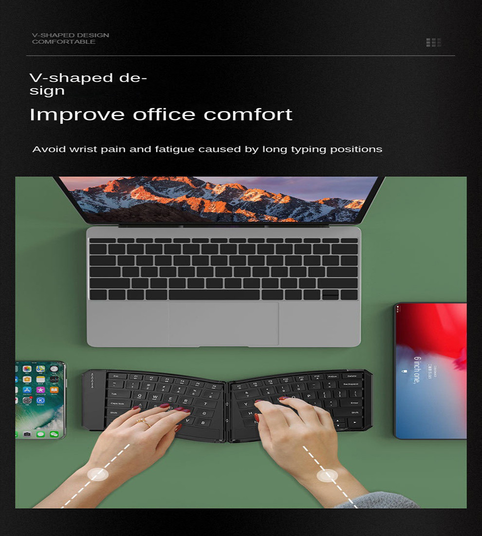 JOMAA Ergonomics Split Keyboard Bluetooth Foldable Keyboard Rechargeable Portable Travel ...