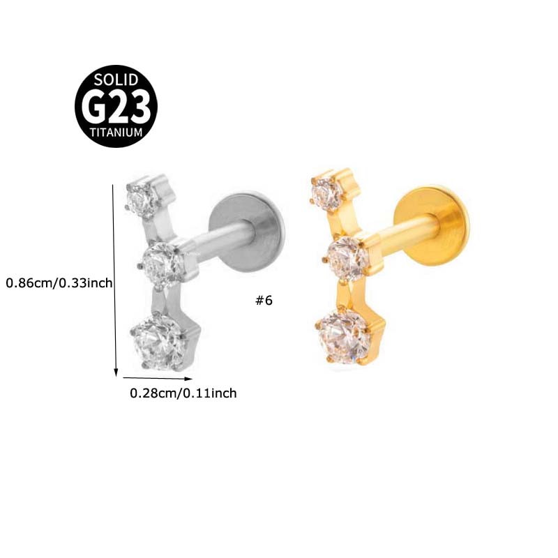 1 Piece Flower Crown Cross Sahpe G23 Titanium with Zirconia Hypoallergenic Fresh Cartilage ...