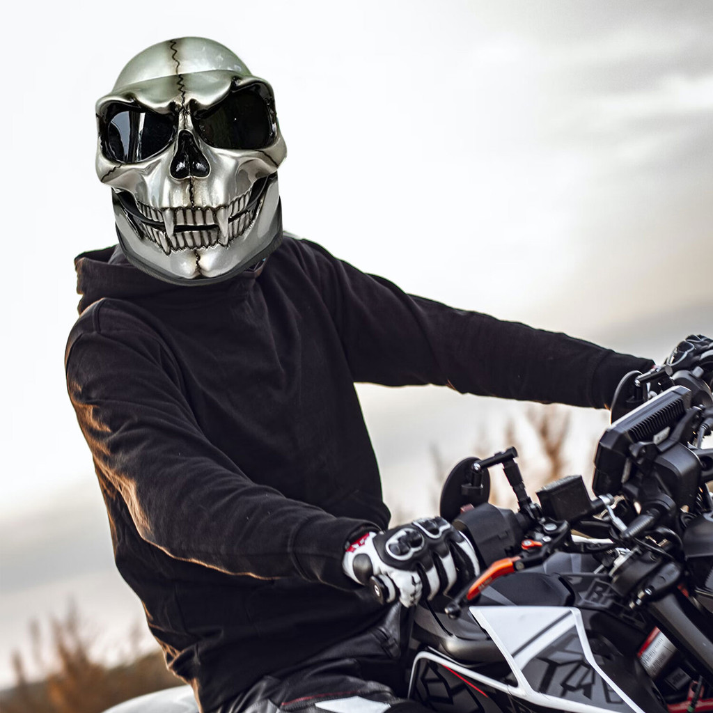 Visor Flip Up Cool Skull Mask Skeleton Motocross Helmet Motorcycle ...