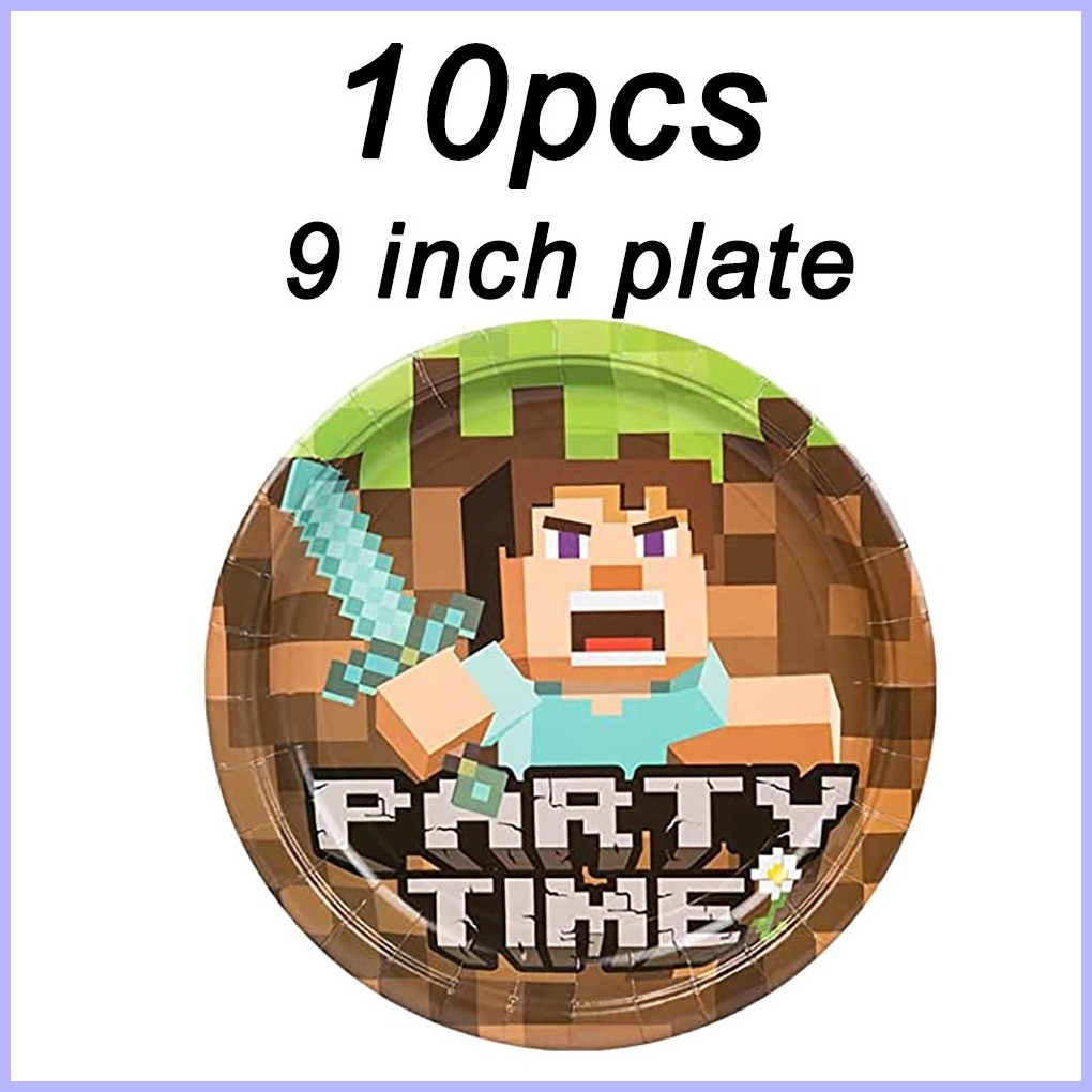 Mining Pixel Game Craft Minecraft Birthday Party Supplies Paper Plate ...