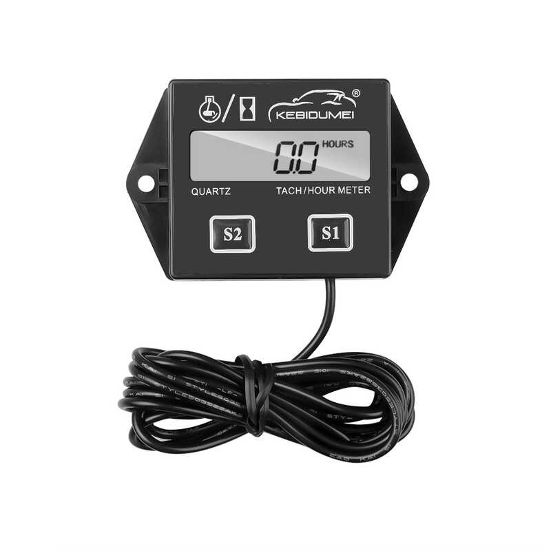 055 Digital Tach Hour Meter Tachometer Gauge RPM LCD Display For Motorcycle Stroke Engine Boat ...
