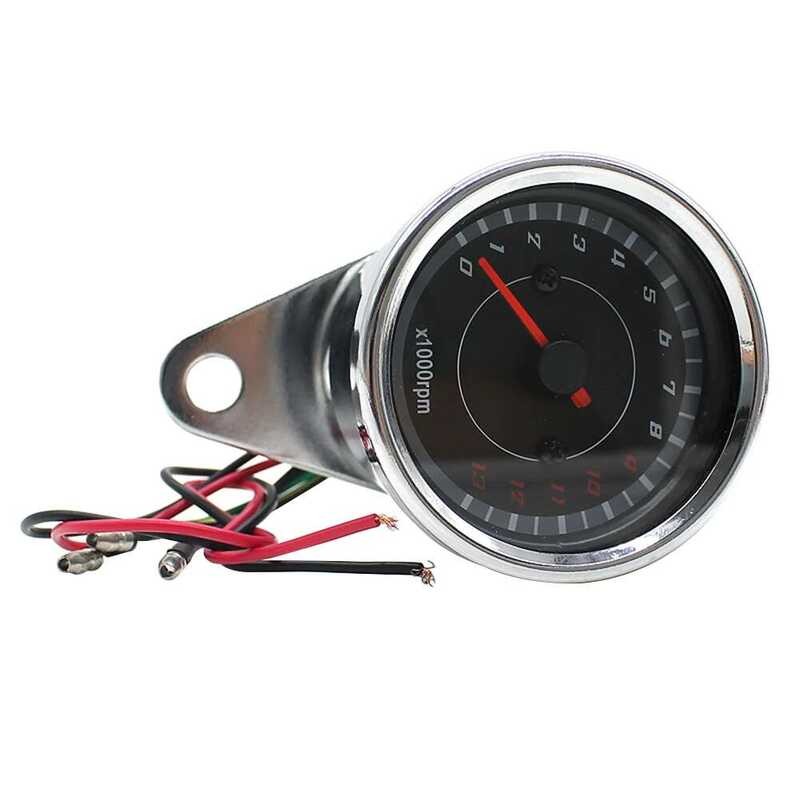 DC 12V Universal Motorcycle Tachometer Blue LED Backlight 1000RPM REV ...