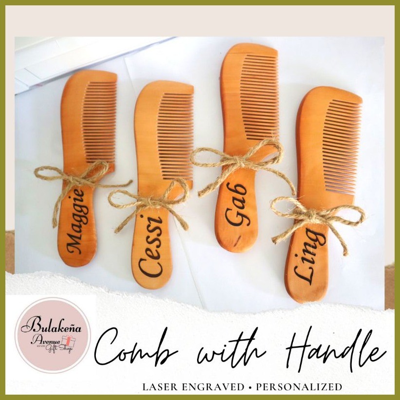 Personalized Gift Laser Engraved Wooden Comb with handle | Souvenir ...