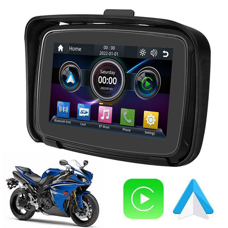 5 Inch Portable GPS Navigation Motorcycle Waterproof Carplay Display ...