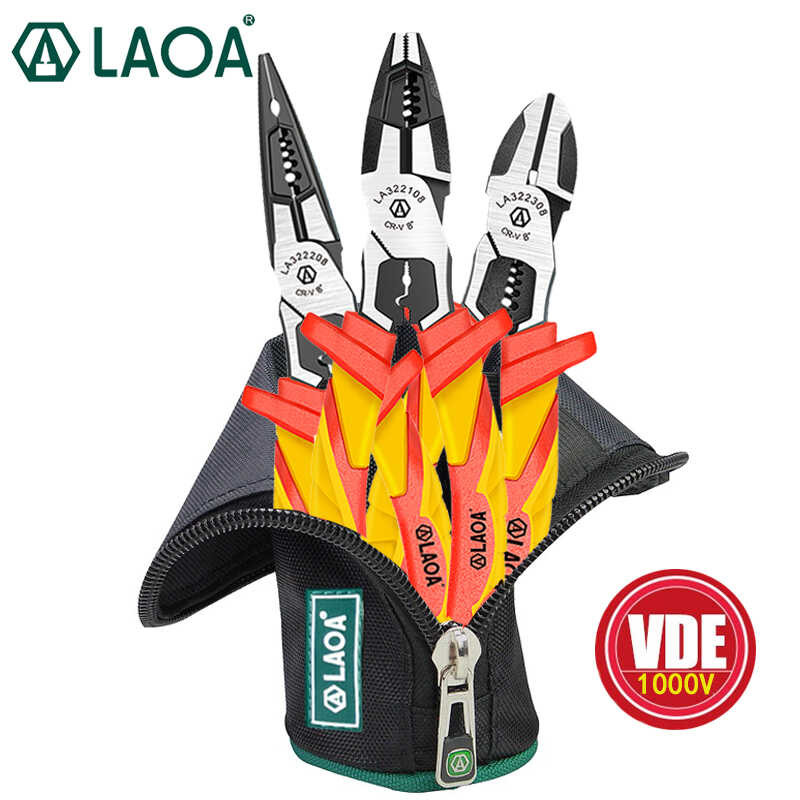 LAOA 4 Insulated Needle Nose Pliers 1000V Cutter VDE Electrical Wire Stripper Terminal Crimping ...
