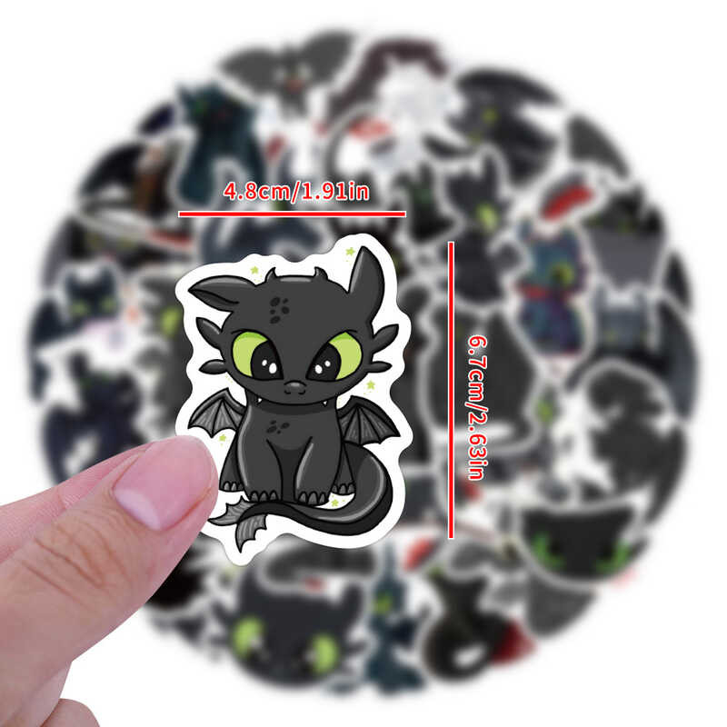 Black Flying Dragon Toothless Graffiti Sticker Children's Toy Toothless ...