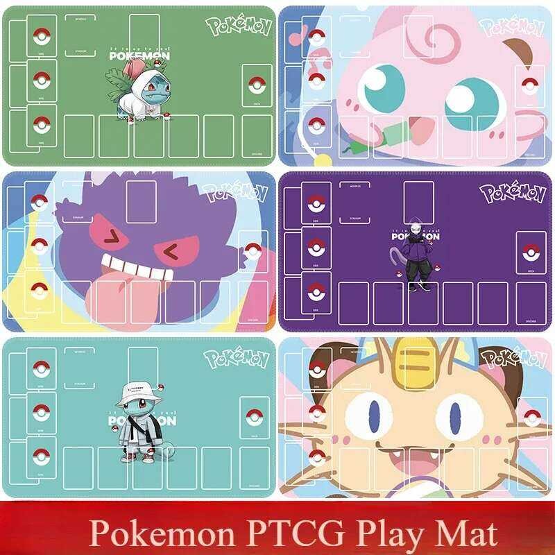 Pokemon PTCG Play Mat Super Cute Jigglypuff Mew Gengar Snorlax Pikachu ...