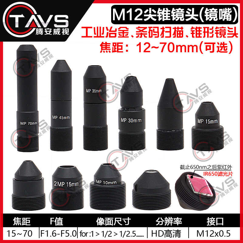 Sharp cone M12 interface 2.8/3.7/6/10/15/22/35mm conical lens mouth ...