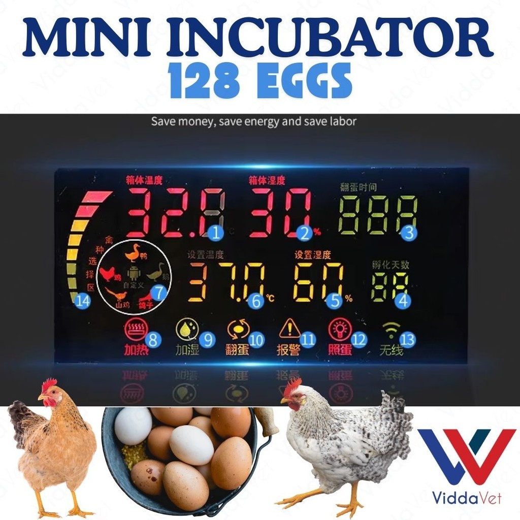 128 Eggs Mini Incubator Digital Automatic Egg Incubator for Backyard ...