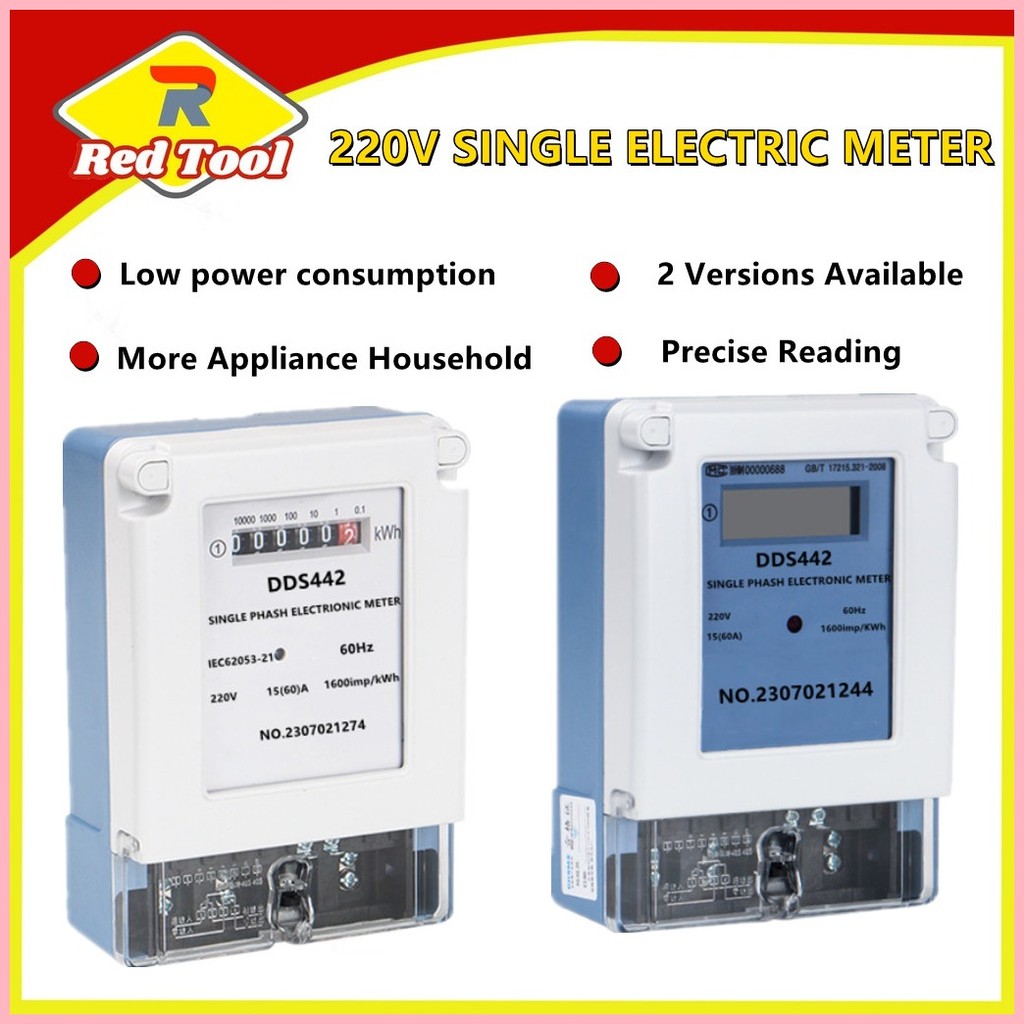 REDTOOL Single Phase Electric Sub-Meter (60Amp) Digital LED Screen Sub ...