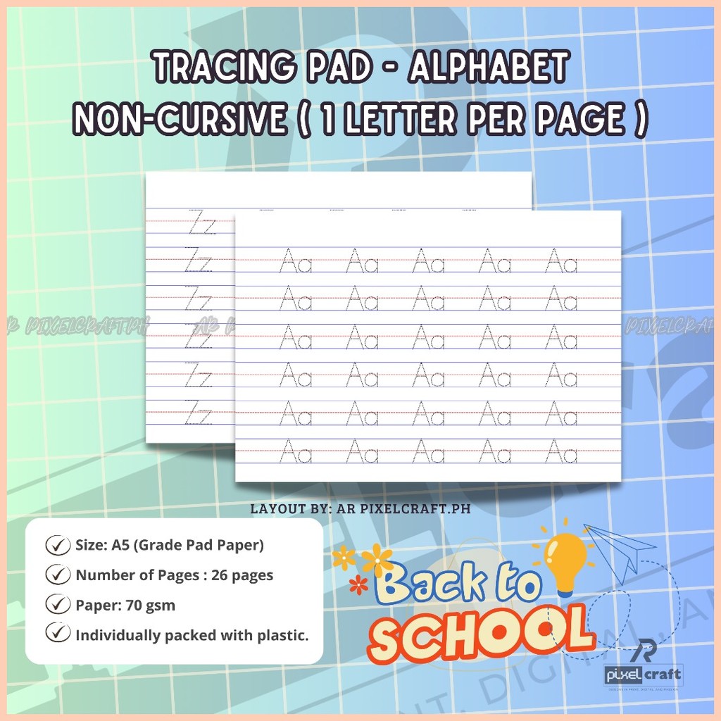 TRACING PAD - ALPHABET CURSIVE AND NON-CURSIVE WRITING 40 / 26 PAGES ...